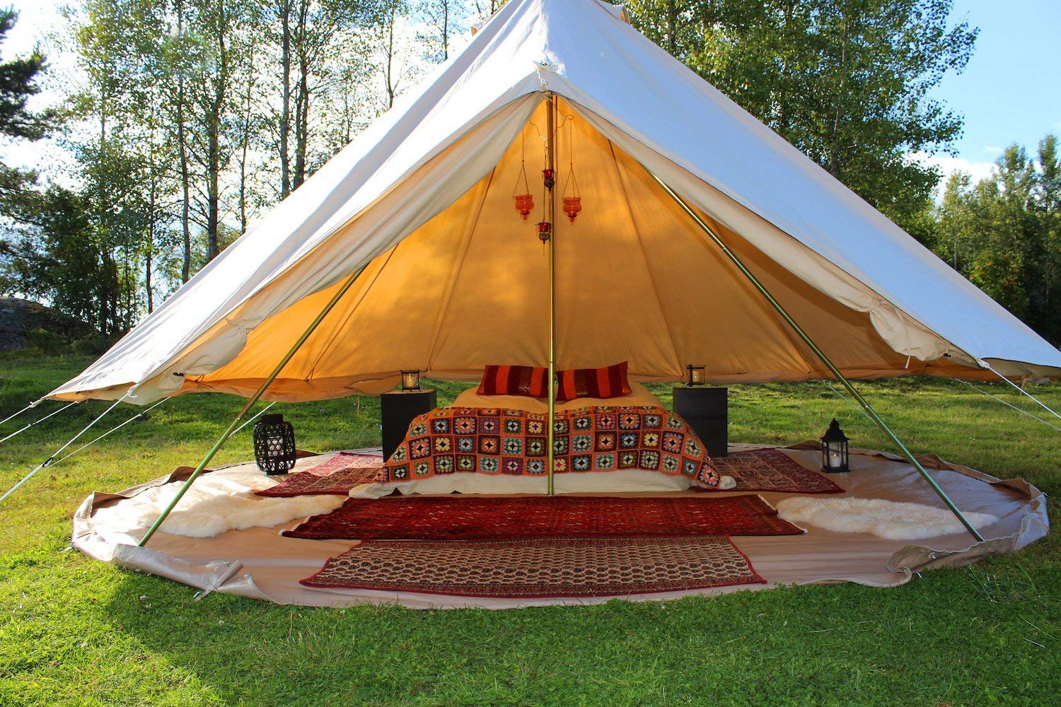 Comfortable Outdoor Cotton Canvas Big Family Camping Bell Tent (Diameter 5M)