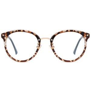 sojos retro round tr90 blue light reading glasses womens mens readers computer glasses eyewear frame sj9001, bright leopard frame 0.00 x