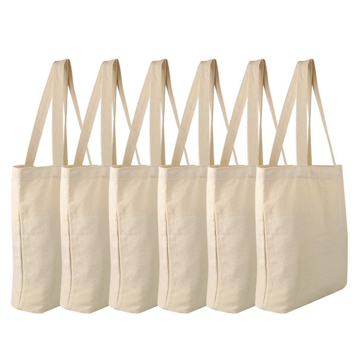 Faylapa 6 Pcs Canvas Tote Bags,Heavy Duty and Strong Easter Hunter Bag Shopping Grocery Bag Blank Cotton Bags for Decorating Crafts DIY,Painting (Beige,12.2"x14.3")