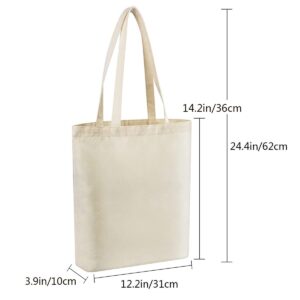 Faylapa 6 Pcs Canvas Tote Bags,Heavy Duty and Strong Easter Hunter Bag Shopping Grocery Bag Blank Cotton Bags for Decorating Crafts DIY,Painting (Beige,12.2"x14.3")