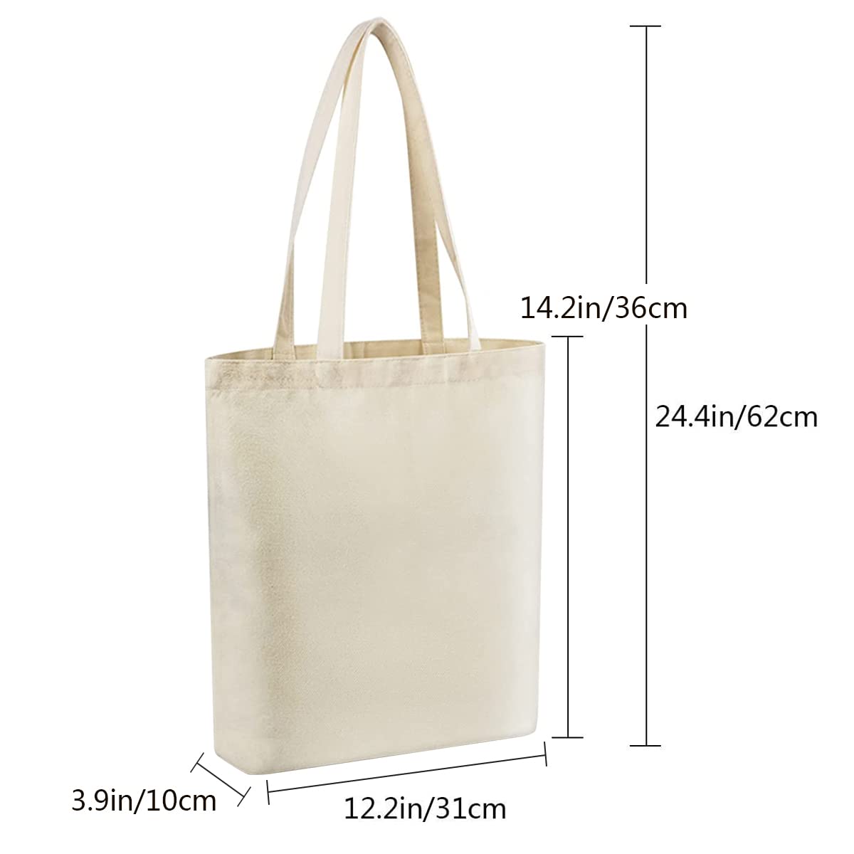 Faylapa 6 Pcs Canvas Tote Bags,Heavy Duty and Strong Easter Hunter Bag Shopping Grocery Bag Blank Cotton Bags for Decorating Crafts DIY,Painting (Beige,12.2"x14.3")