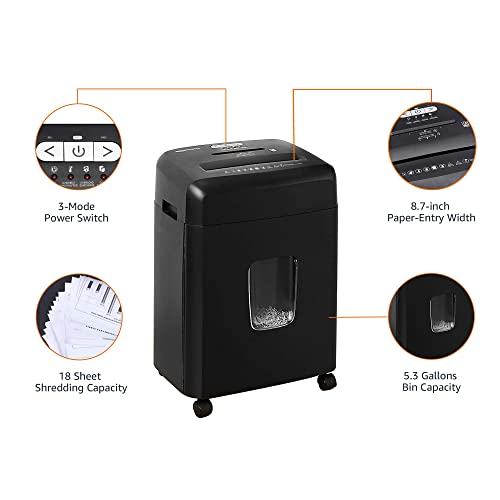 Amazon Basics 18 Sheet Cross Cut Paper, CD, and Credit Card Shredder, Black