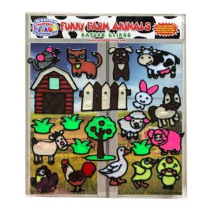 funny farm animals gel window clings for kids - window stickers for toddlers, animal gel clings window decals kids jelly reusable sticker - home car plane airplane activities (jesplay usa)