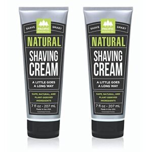 pacific shaving company natural shaving cream - shea butter + vitamin e shave cream for hydrated sensitive skin - clean formula for a smooth, anti-redness + irritation-free shave cream (7 oz, 2 pack)