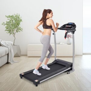 Goplus 800W Folding Treadmill Electric Motorized Power Fitness Running Machine with LED Display and Mobile Phone Holder Perfect for Home Use