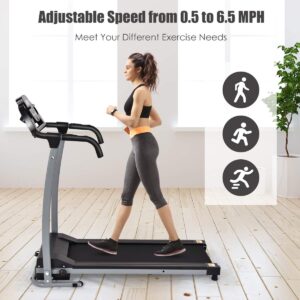 Goplus 800W Folding Treadmill Electric Motorized Power Fitness Running Machine with LED Display and Mobile Phone Holder Perfect for Home Use