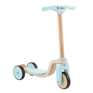 lil' rider kids wooden scooter-beginner push steering handlebar, 3 wheel, kick scooter-fun balance and coordination riding toy for girls and boys