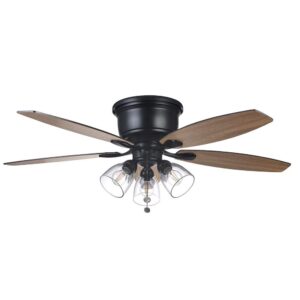 stoneridge 52 in. matte black hugger led ceiling fan with light kit