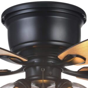 Stoneridge 52 in. Matte Black Hugger LED Ceiling Fan with Light Kit