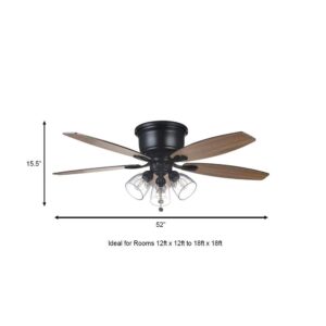 Stoneridge 52 in. Matte Black Hugger LED Ceiling Fan with Light Kit