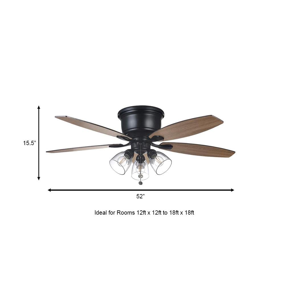 Stoneridge 52 in. Matte Black Hugger LED Ceiling Fan with Light Kit