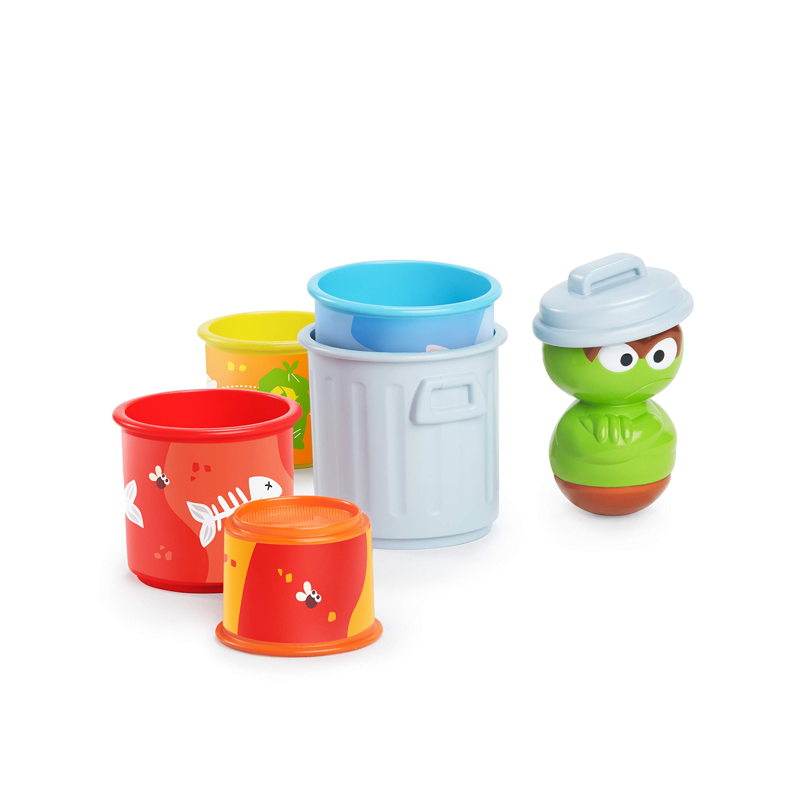 Bright Starts Sesame Street Oscar the Grouch’s Stacking Cans Stackable Cups, Ages 3-12 months