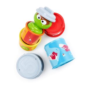 Bright Starts Sesame Street Oscar the Grouch’s Stacking Cans Stackable Cups, Ages 3-12 months