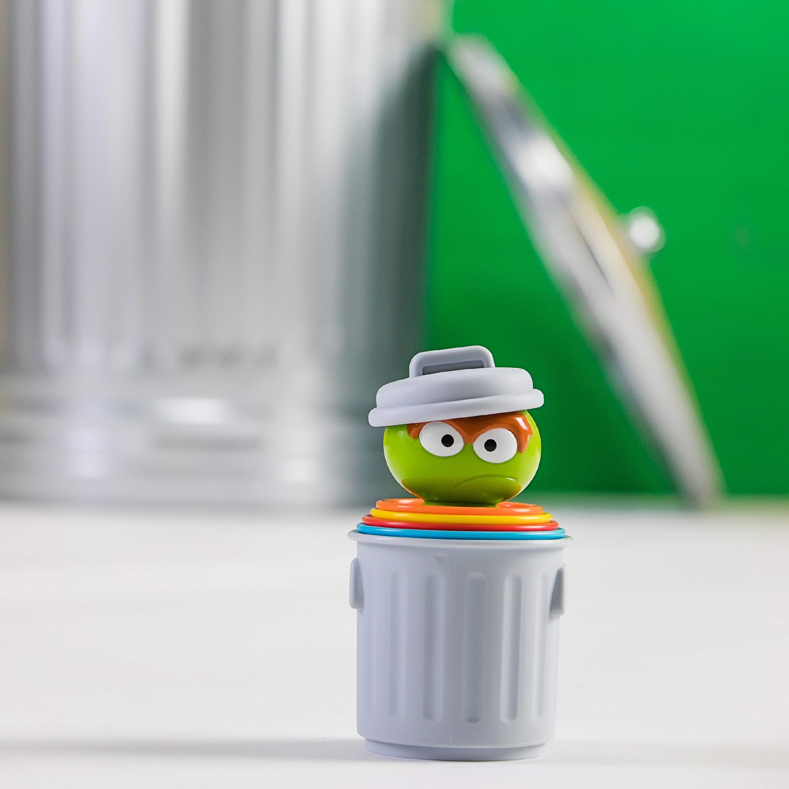 Bright Starts Sesame Street Oscar the Grouch’s Stacking Cans Stackable Cups, Ages 3-12 months