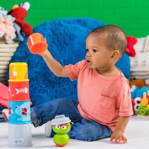 Bright Starts Sesame Street Oscar the Grouch’s Stacking Cans Stackable Cups, Ages 3-12 months