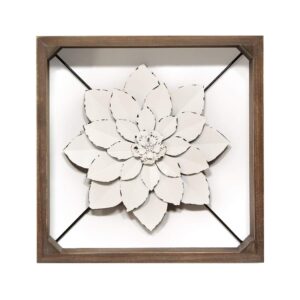 stratton home décor s21053 wall decor, 15.75" w x 2.75" d x 15.75" h, distressed white