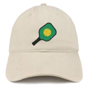 trendy apparel shop pickleball and paddle embroidered cotton dad hat - stone