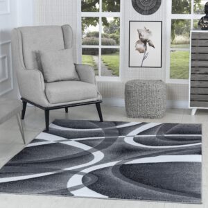 Glory Rugs Modern Large Area Rug 8x10 Gray Swirls Carpet Bedroom Living Room Contemporary Dining Accent Sevilla 4816