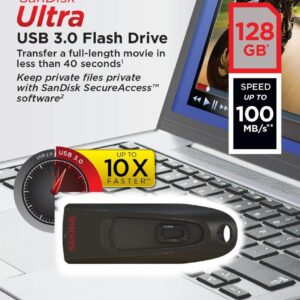 SanDisk 128GB Flash Ultra (10 Pack Bundle) 3.0 USB Flash Drive High Performance Thumb Drive (SDCZ48-128G-U46) Plus (5) Everything But Stromboli (TM) Lanyard