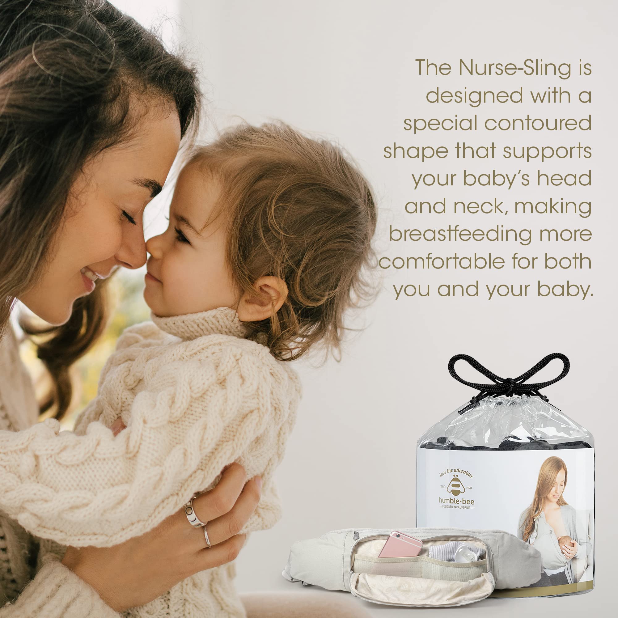 HUMBLE-BEE Nurse-Sling: The Ultimate Nursing Pillow and Sling Bag for Breastfeeding Moms, Supporting Comfortable Feeding Positions Anywhere, Anytime, My Breast Friend Baby Nursing Pillow - (Gray)