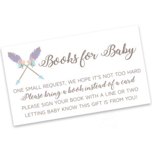 boho floral - baby shower floral books for baby invite inserts (50 count) | girl baby shower books for baby pink flowers arrow | books for baby shower | fun baby shower activities