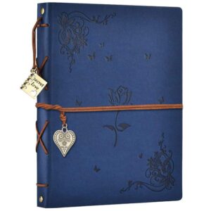 zeeyuan leather scrap book diy photo memory book scrapbook photo album 60 pages (rose blue)