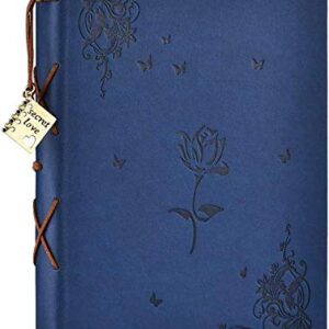 ZEEYUAN Leather Scrap Book DIY Photo Memory Book Scrapbook Photo Album 60 Pages (Rose Blue)