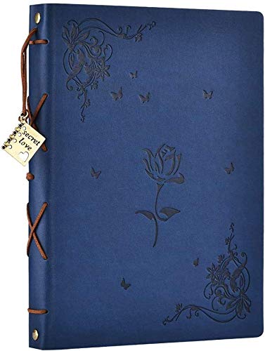 ZEEYUAN Leather Scrap Book DIY Photo Memory Book Scrapbook Photo Album 60 Pages (Rose Blue)