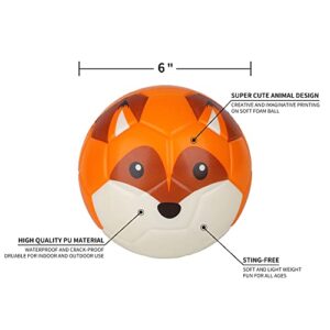 BORPEIN Pro Mini Soccer Ball,6 Inch Animal Style Foam Ball for Kids, Soft,Environmental Protection Material (Fox)