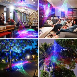 Chims DJ Laser Lights Remote Control Mini Party Lights RGB Aurora Laser Projector Light Show Portable Music Activated Lights for Festival Birthday Party Dance Holiday Camping New Year Decoration