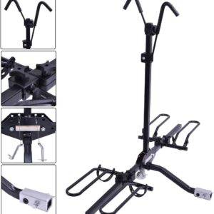 Goplus 2-Bike Hitch Mounted Rack, Hitch Bike Rack Carrier Fits 1-1/4" and 2" Hitch Receivers, Tray Style Smart Tilting Design Bicycle Rack