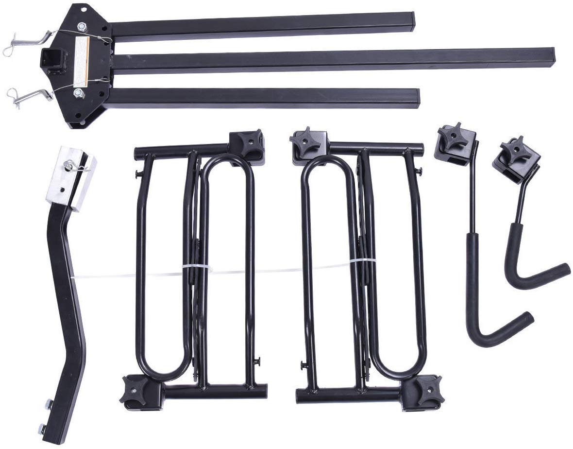 Goplus 2-Bike Hitch Mounted Rack, Hitch Bike Rack Carrier Fits 1-1/4" and 2" Hitch Receivers, Tray Style Smart Tilting Design Bicycle Rack