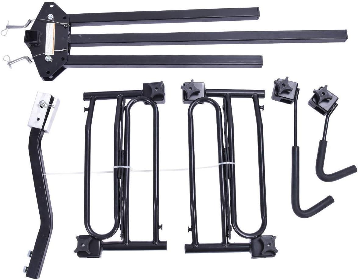 Goplus 2-Bike Hitch Mounted Rack, Hitch Bike Rack Carrier Fits 1-1/4" and 2" Hitch Receivers, Tray Style Smart Tilting Design Bicycle Rack