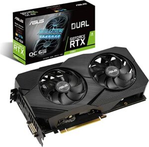 asus geforce rtx 2060 overclocked 6g gddr6 dual-fan evo edition vr ready hdmi displayport dvi graphics card (dual-rtx2060-o6g-evo)