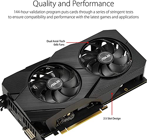 ASUS GeForce RTX 2060 Overclocked 6G GDDR6 Dual-Fan EVO Edition VR Ready HDMI DisplayPort DVI Graphics Card (DUAL-RTX2060-O6G-EVO)