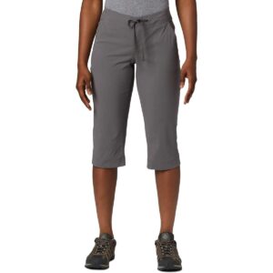 columbia women's anytime outdoor capri, water & stain repellent pants, city grey, 6x18