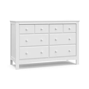 graco benton 6 drawer double dresser (white) – easy new assembly process, universal design, durable steel hardware and euro-glide drawers with safety stops, coordinates with any nursery