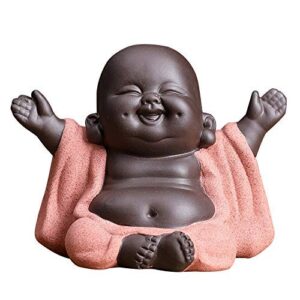 kingzhuo ceramic little cute baby buddha statue monk figurine buddha figurines home decor creative baby crafts dolls ornaments gift delicate ceramic arts and crafts (red)