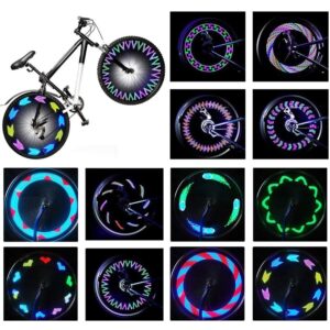 rottay bike wheel lights, bicycle wheel lights waterproof rgb ultra bright spoke lights 14-led 30pcs changes patterns -safety cool bike tire accessories kids adults-visible from all angle