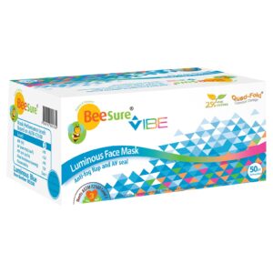 beesure vibe face masks, luminous blue (pack of 50)