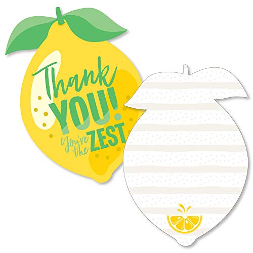 Big Dot of Happiness So Fresh - Lemon Shaped Citrus Party Thank You Note Cards with Envelopes - Set of 12