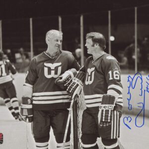 Bobby Hull Hartford Whalers Signed Inscribed Black and White 8x10 Gordie Howe