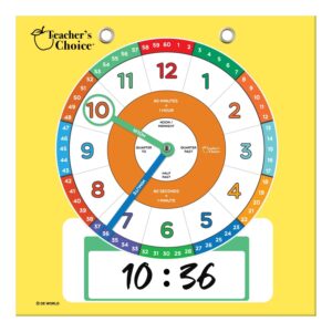 teacher's choice dry erase educational teaching clock | large demonstration teaching time clock with erasable writing surface