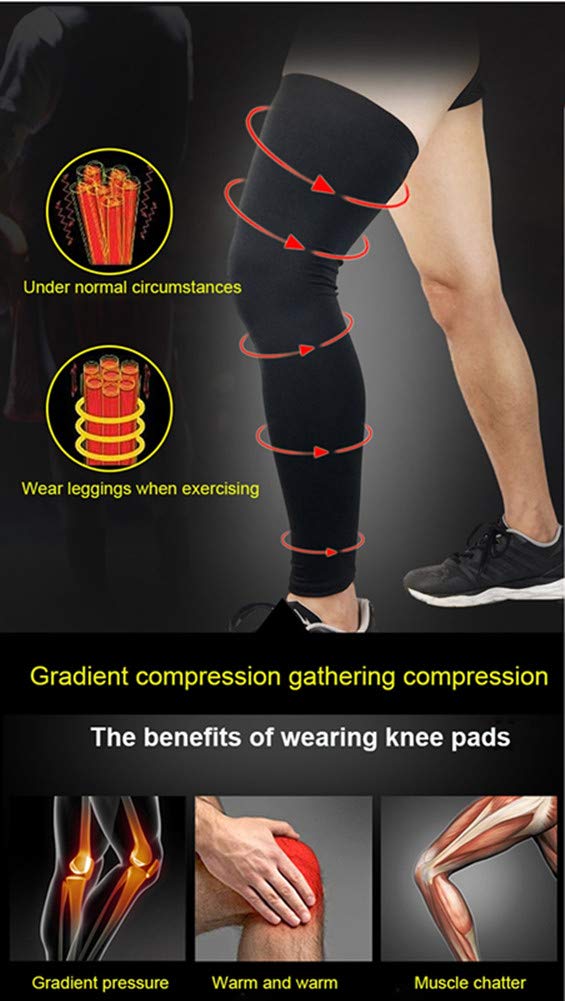 Mcolics Sports Non Slip Compression Full Knee Leg Long Sleeves (1 Pair) for Adult Men Women, Leg Pant Tights Knee Brace Thigh Calf Support for Basketball Football Cycling Running (Dark Blue, Medium)