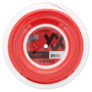 volkl v-square | tennis racquet string | ultimate spin & firm feel | co-polymer square shape (red, 18, reel)