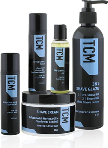 Men's Irritation-Free Shaving Cream for softening/moisturizing skin with simple glide and preventing razor burn; infused with natural moringa and sunflower seed oil - 12 oz