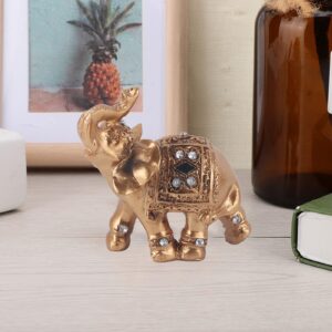 AUNMAS Gold Elephant Statue, Facing Upwards Elephant Figurine with Trunk Up Collectible Sculpture Decoration for Lucky Feng Shui Wealth Home Decor Good Luck, 3.54inch