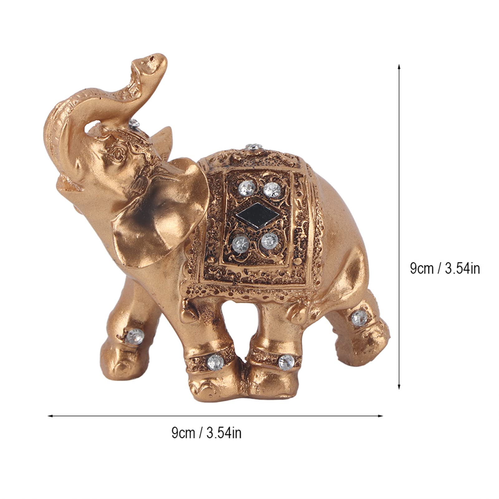 AUNMAS Gold Elephant Statue, Facing Upwards Elephant Figurine with Trunk Up Collectible Sculpture Decoration for Lucky Feng Shui Wealth Home Decor Good Luck, 3.54inch