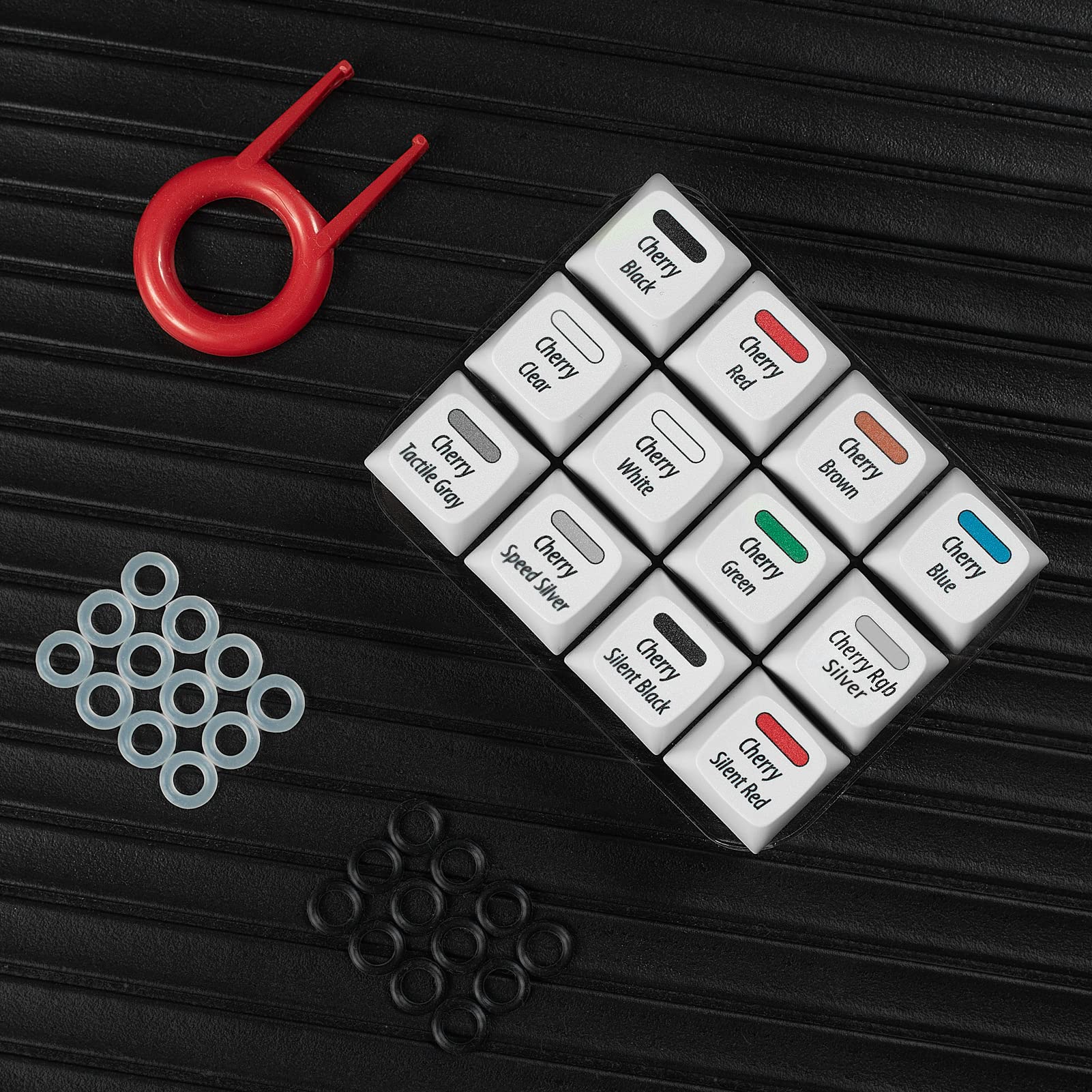 Griarrac Cherry MX Switch Tester 12-Key Mechanical Keyboard Sampler Switch Testing Tool with Keycap Puller and 24 O Rings, 40A-L & 40A-R (Printed PBT Keycap)