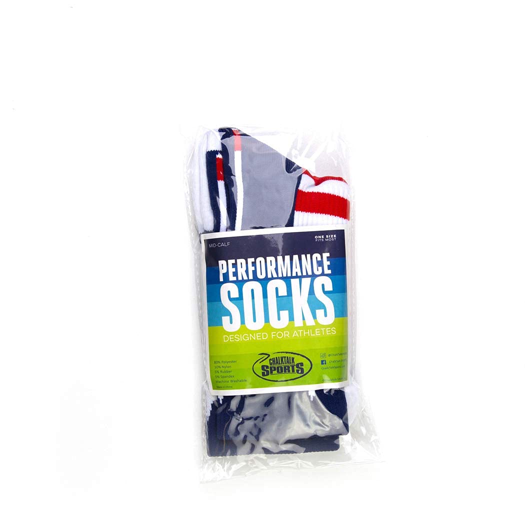 ChalkTalkSPORTS Hockey Woven Mid-Calf Socks | USA | Red & White & Blue